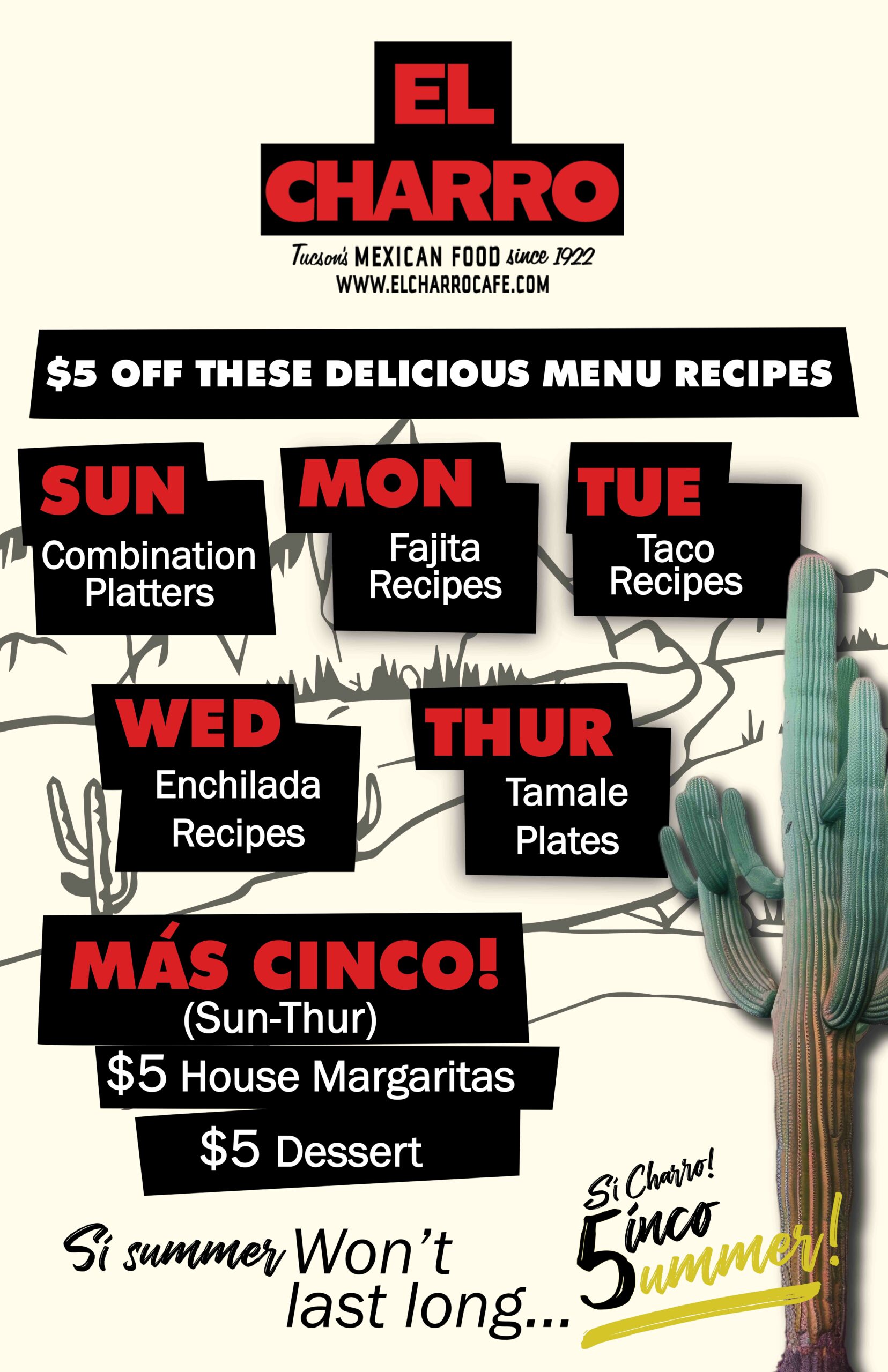 Menus - El Charro Café - Nationwide Shipping